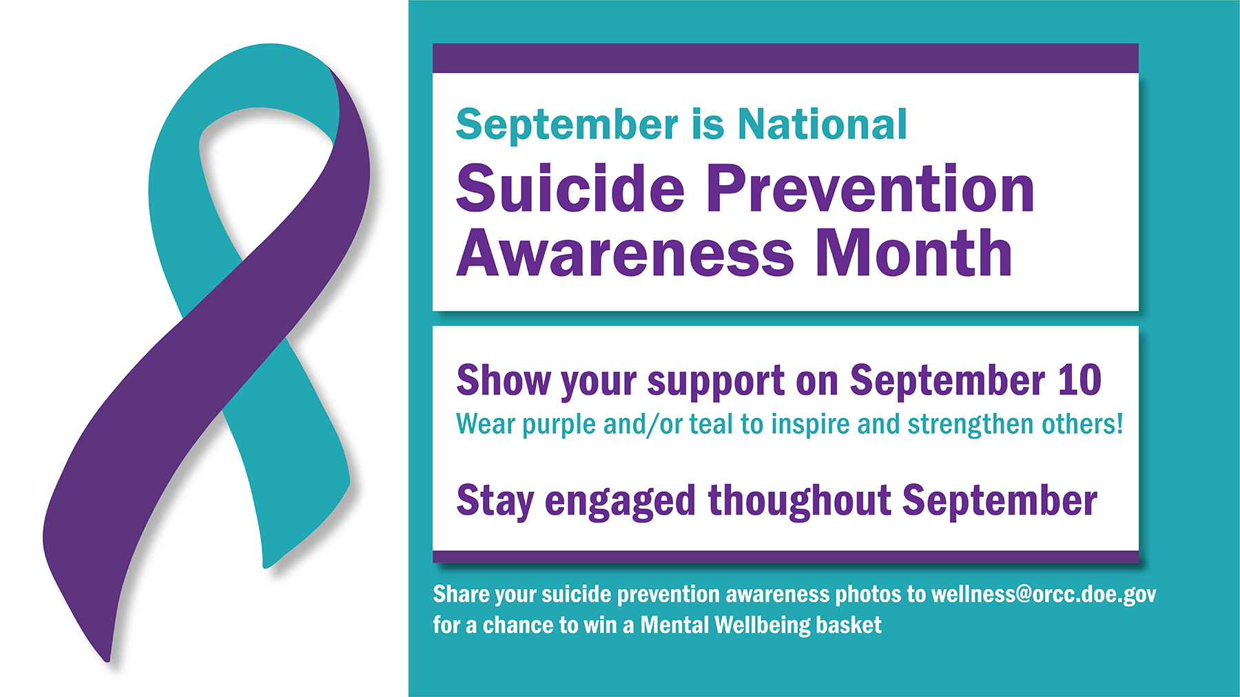 Suicide Prevention Awareness Month: wear purple/teal on Sept. 10 - UCOR