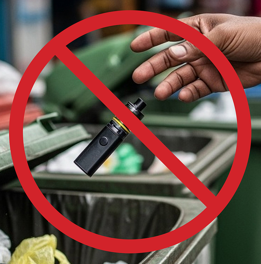 Disposal of vaping products/e-cigarettes at UCOR prohibited - UCOR